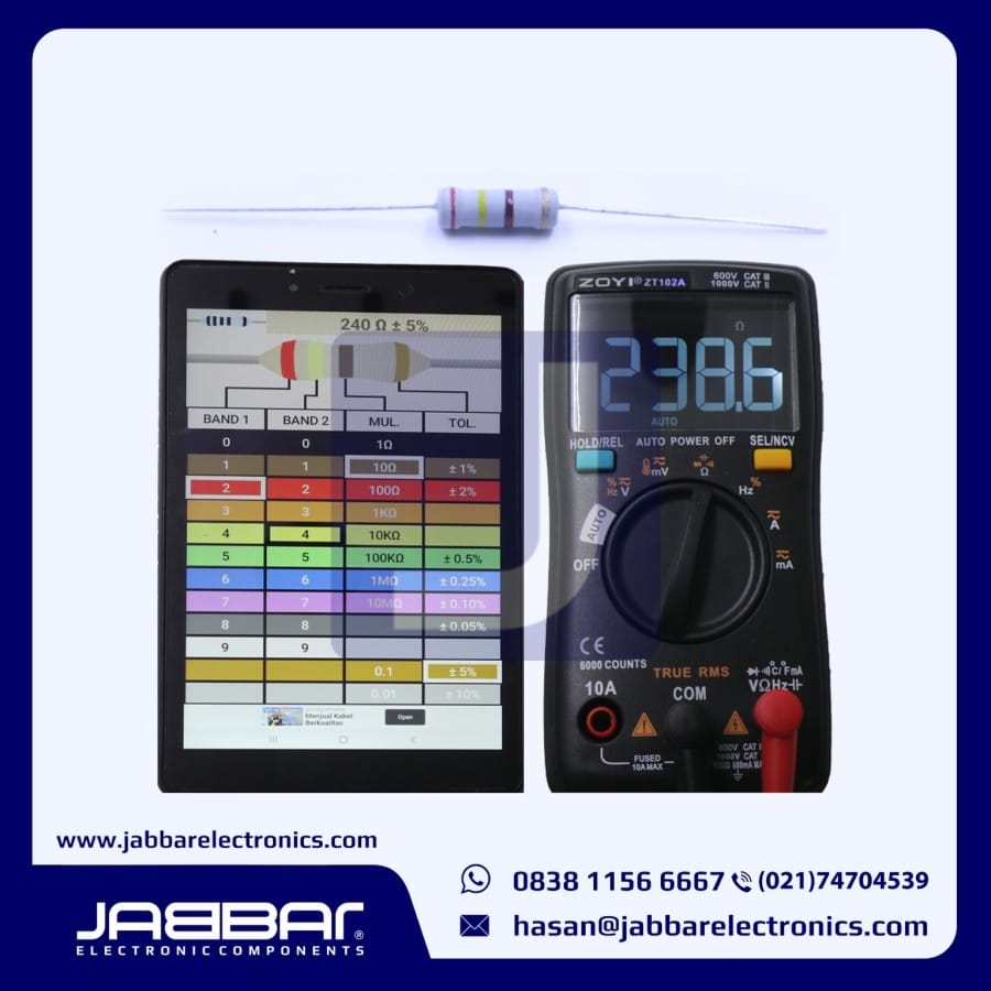 RESISTOR 240 OHM 1W 5% DIP - ABU-ABU - Jabbar Electronics