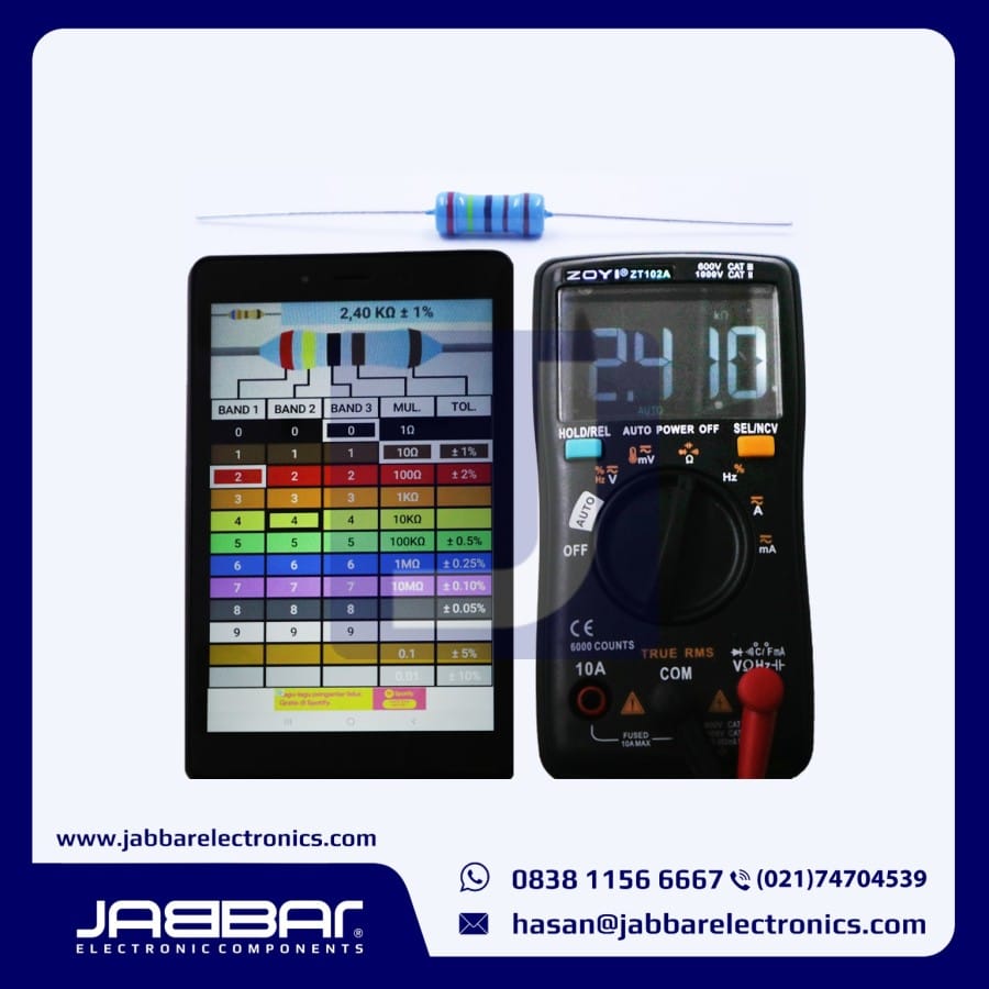 RESISTOR 2K4 OHM 1W 1% DIP (2,40K OHM) - BIRU - Jabbar Electronics