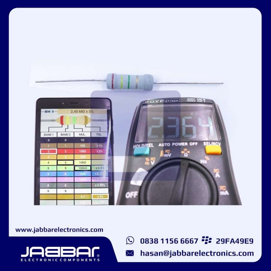 RESISTOR 2M4 OHM 2W 5% DIP (2,40M OHM) - ABU-ABU - Jabbar Electronics