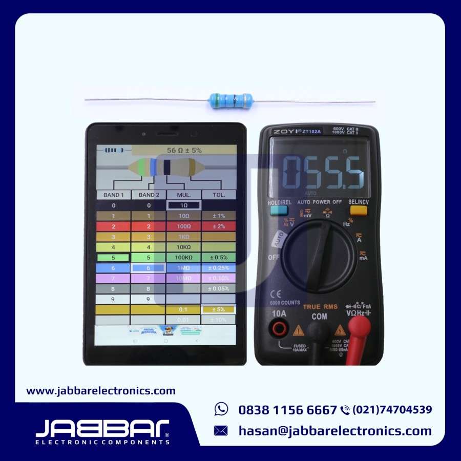 RESISTOR 56 OHM 1/2W (Setengah) 5% DIP - BIRU - Jabbar Electronics