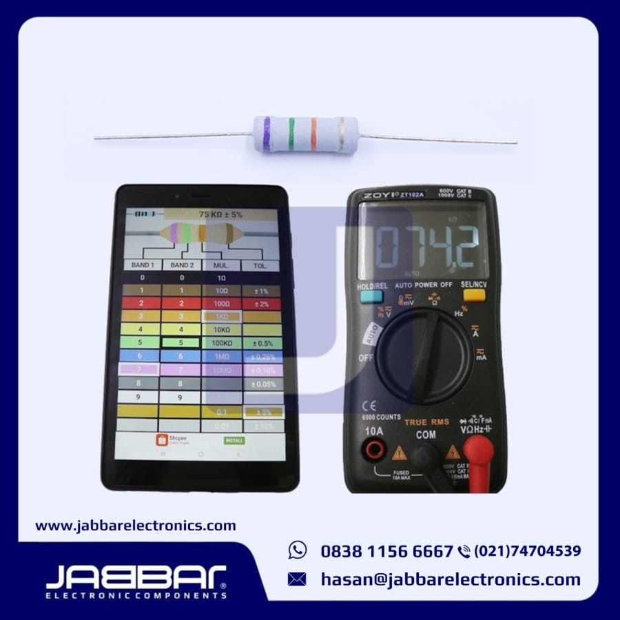 RESISTOR 75K OHM 2W 5% DIP - ABU-ABU - Jabbar Electronics