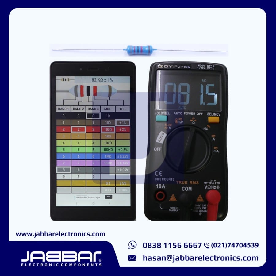 RESISTOR 82K OHM 1/2W (Setengah) 1% DIP - BIRU - Jabbar Electronics