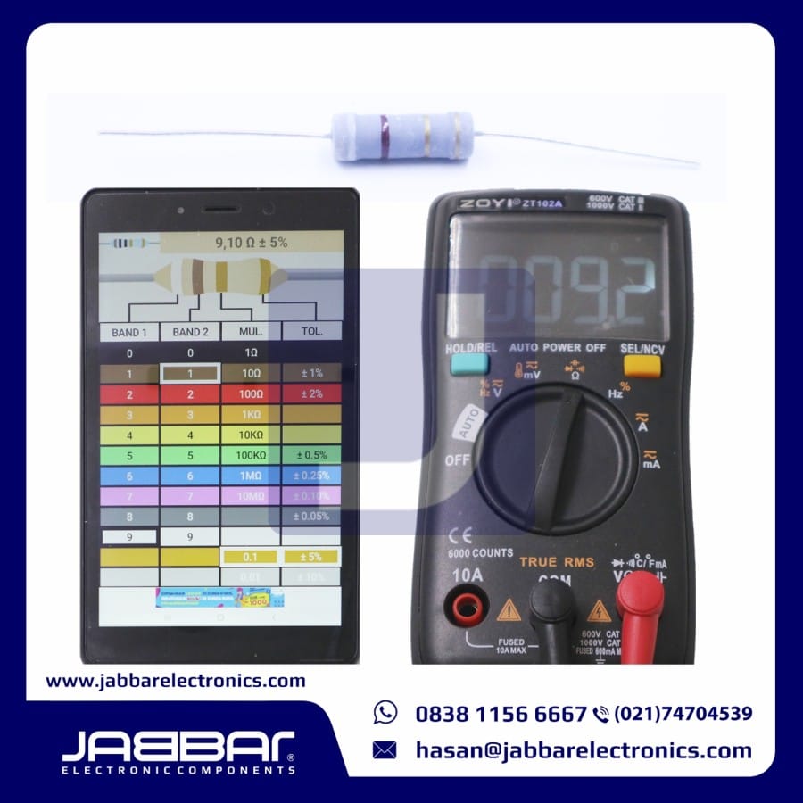 RESISTOR 9R1 OHM 3W 5% DIP (9,10 OHM) - ABU-ABU - Jabbar Electronics