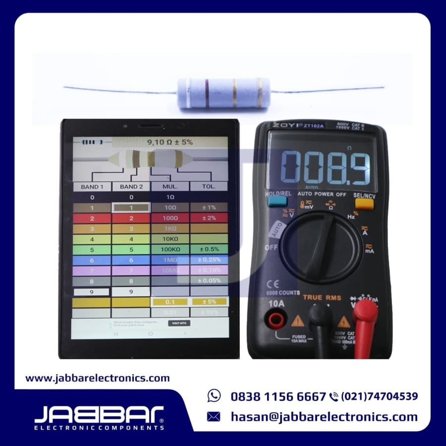 RESISTOR 9R1 OHM 5W 5% DIP (9,10 OHM) - ABU-ABU - Jabbar Electronics