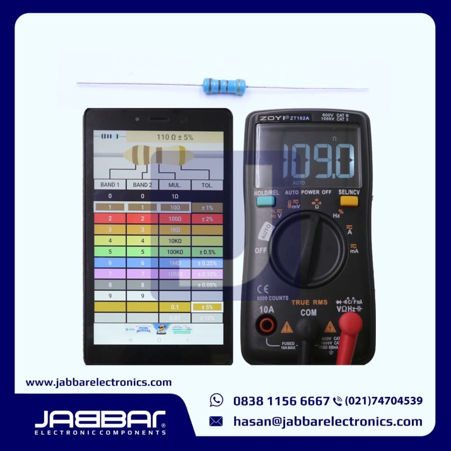 RESISTOR 110 OHM 1/2W (Setengah) 5% DIP - BIRU - Jabbar Electronics