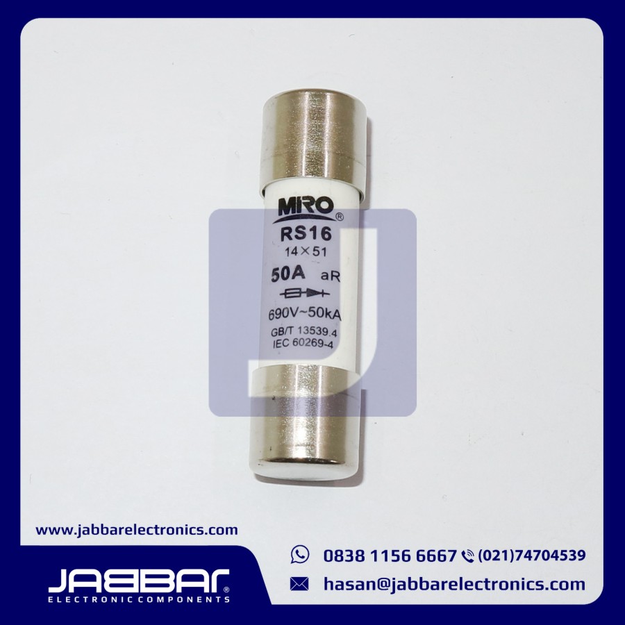 RS16 50A 690V 50kA 14x51mm FUSE CERAMIC - Jabbar Electronics